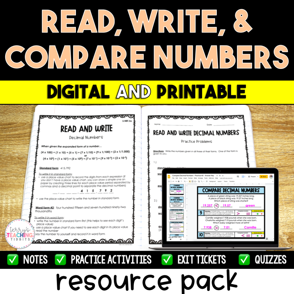 Read, Write, and Compare Numbers Resource Options – Tagged "whole ...
