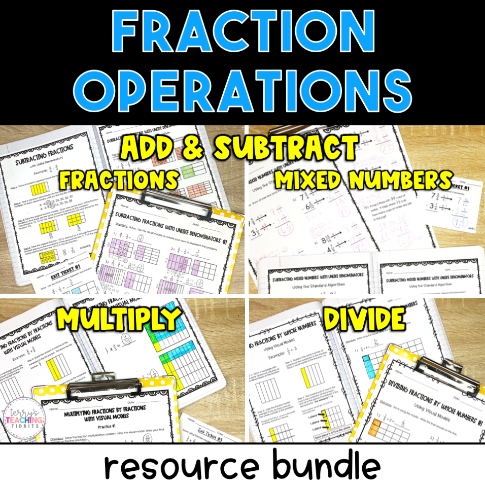 5th Grade Fractions Bundle - Add, Subtract, Multiply, & Divide - Print ...