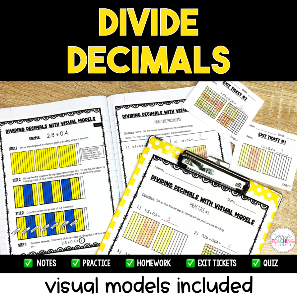 Dividing Decimals - Visual Models Included - Printable – Terry's ...