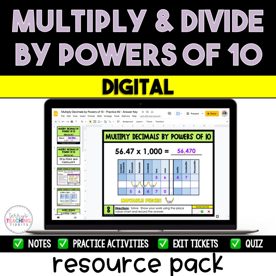 Multiply and Divide by Powers of 10 - Digital – Terry's Teaching Tidbits