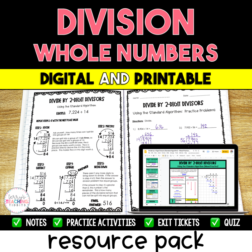 Division of Whole Numbers Resource Bundle - Digital & Printable – Terry ...