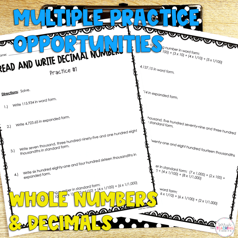 Read, Write, & Compare Numbers Resource Pack - Printable – Terry's ...
