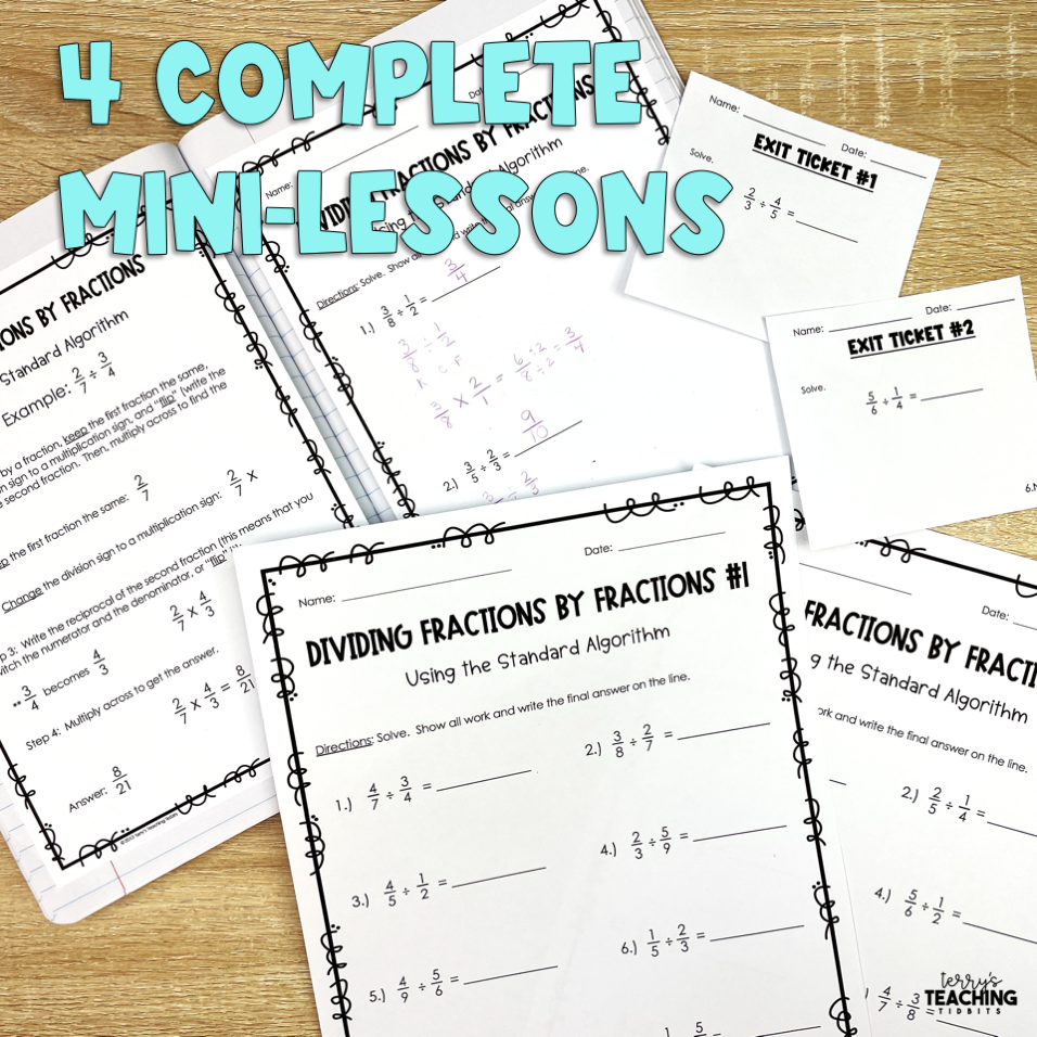 Divide Fractions with Visual Models Included - Printable – Terry's ...