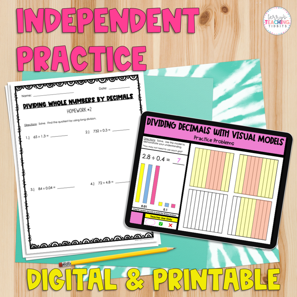 Dividing Decimals - Visual Models Included - Digital & Printable ...