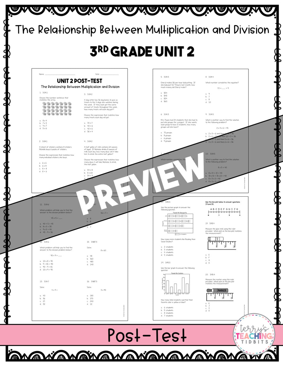 The Relationship B/t Multiplication & Division Printable Test Pack {3r ...