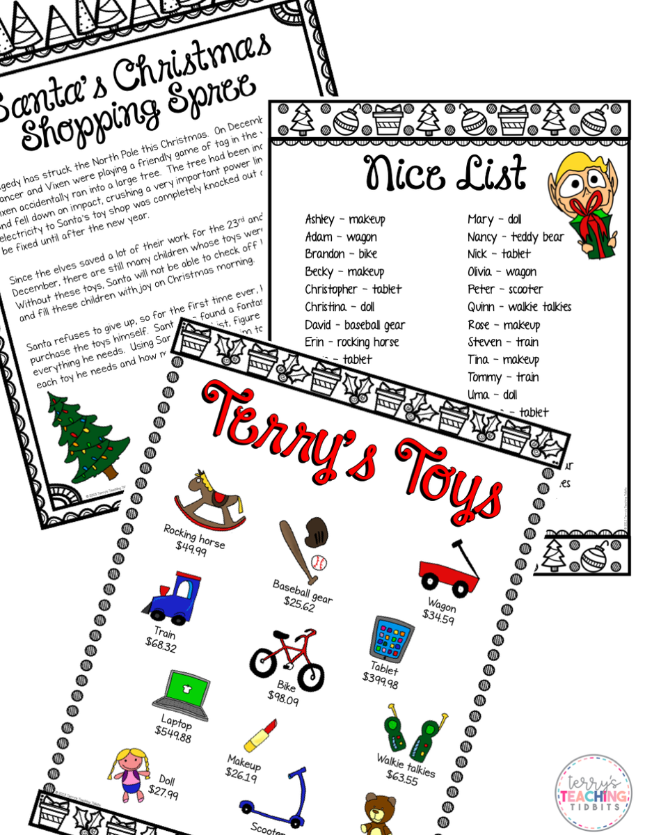 Santa's Christmas Shopping Spree - 5th Grade Decimals Challenge – Terry ...