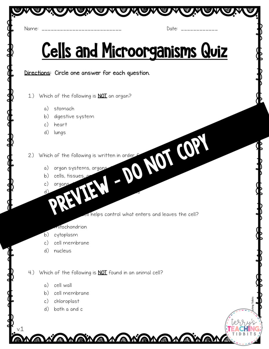 Life Science: Cells and Microorganisms Differentiated Quiz – Terry's ...
