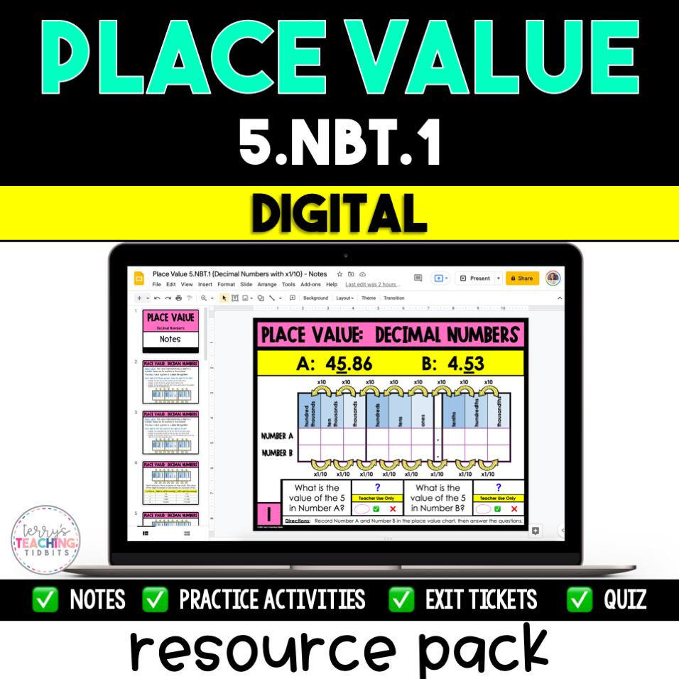 Place Value Resource Pack - 5.NBT.1 - Digital – Terry's Teaching Tidbits