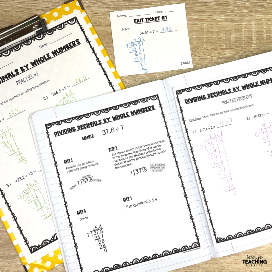 Dividing Decimals - Visual Models Included - Printable – Terry's ...