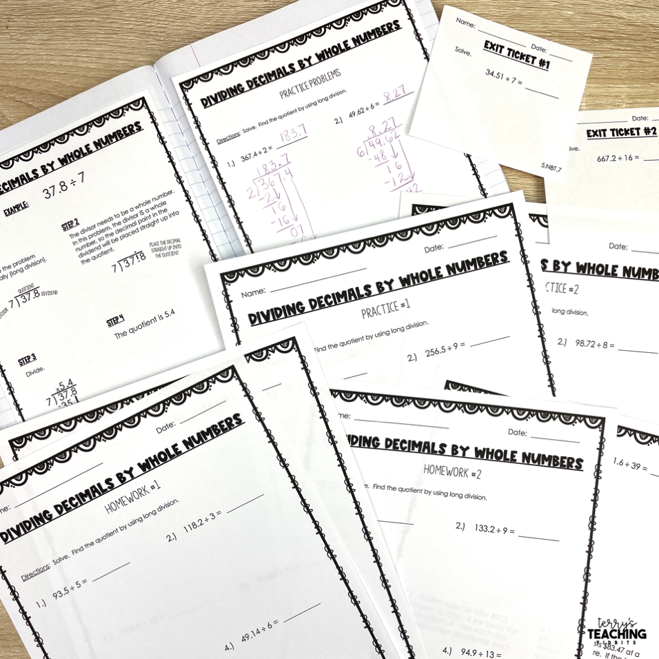 Dividing Decimals - Visual Models Included - Printable – Terry's ...