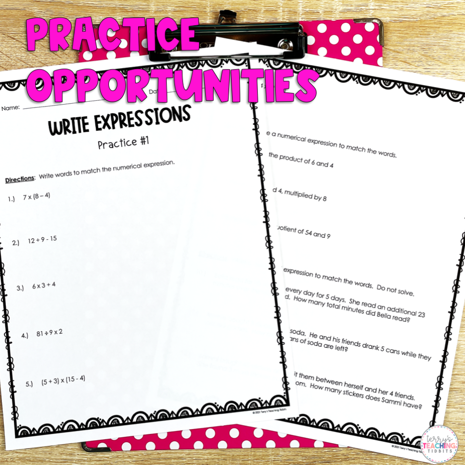 Write Expressions Resource Pack - Printable – Terry's Teaching Tidbits