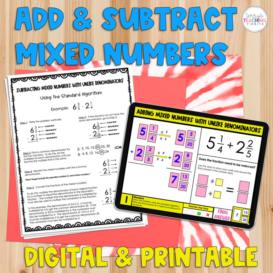 5th Grade Fractions Bundle - Add, Subtract, Multiply, & Divide - Digit ...